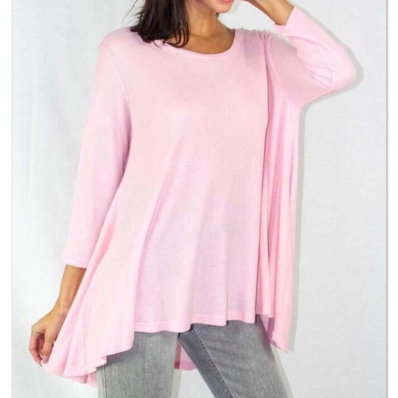 Cherish | Tops | Pink Long Sleeve Waffle Knit Relaxed Thermal Top ...